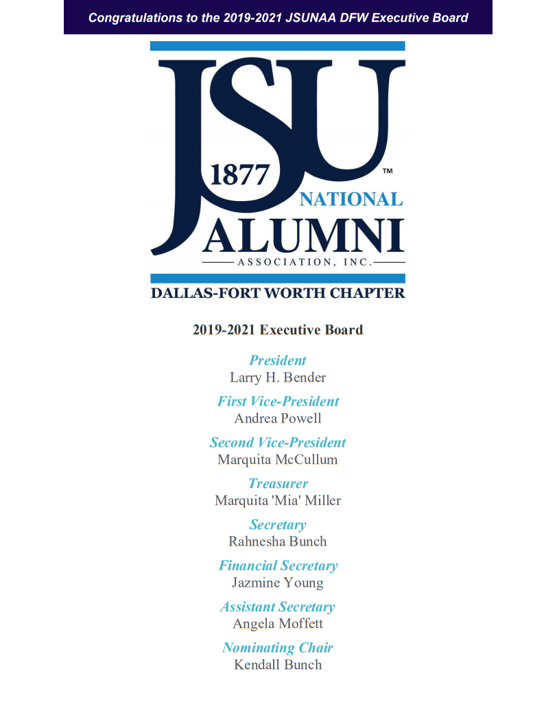 2019 2021 Jsunaa Dfw Executive Board Jsunaa
